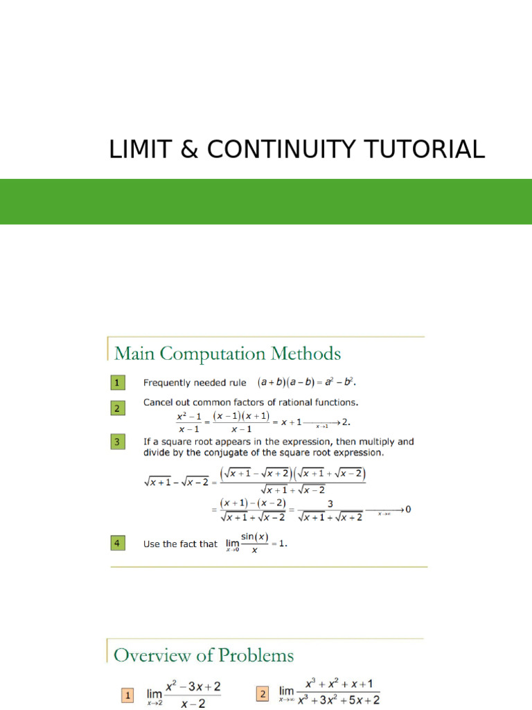 Limit & Continuity Tutorial | PDF