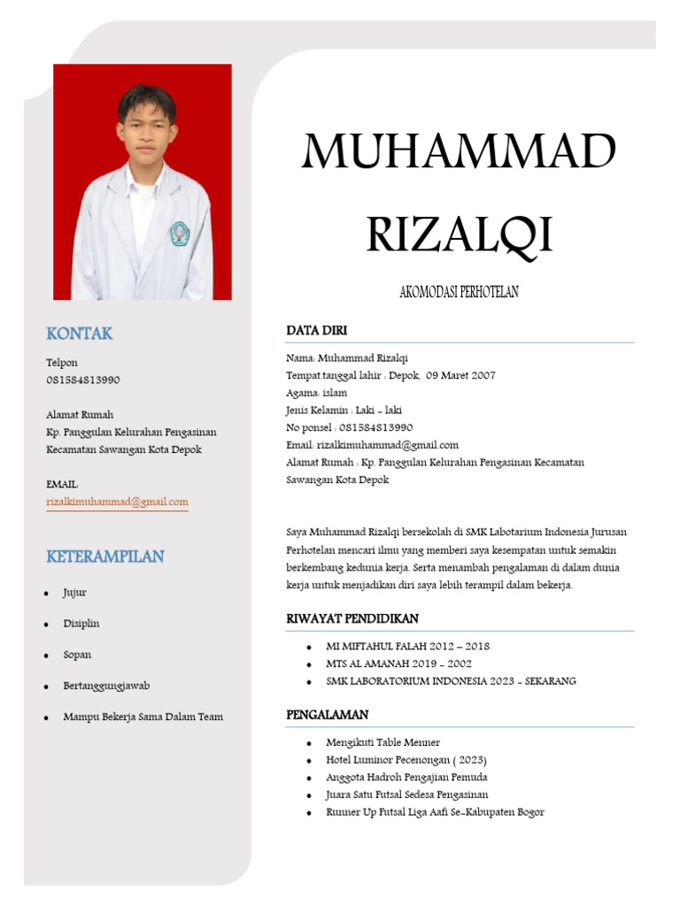 CV Rizalqi Muhammad PDF | PDF