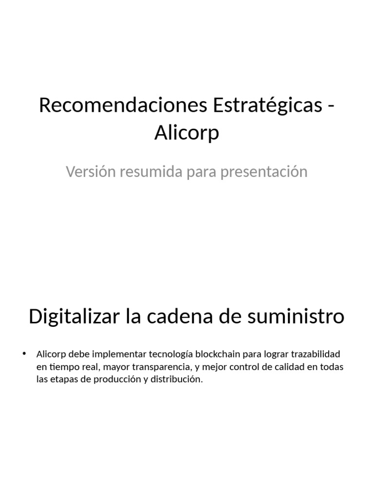 Recomendaciones Resumen Alicorp | PDF