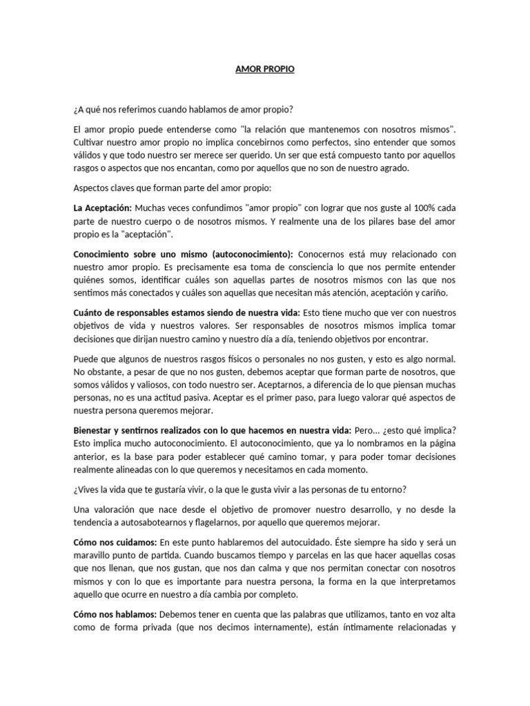 Claves para Cultivar el Amor Propio | PDF | Autoestima | Amor