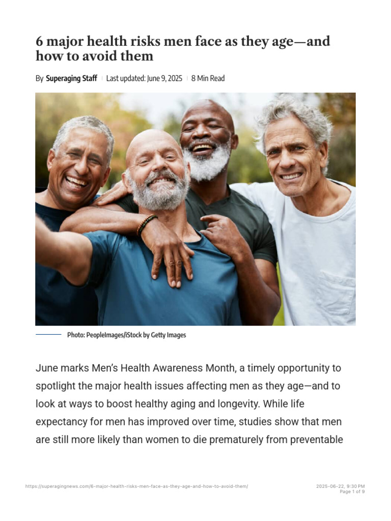 6 Major Health Risks Men Face As They Age-And How To Avoid Them ...