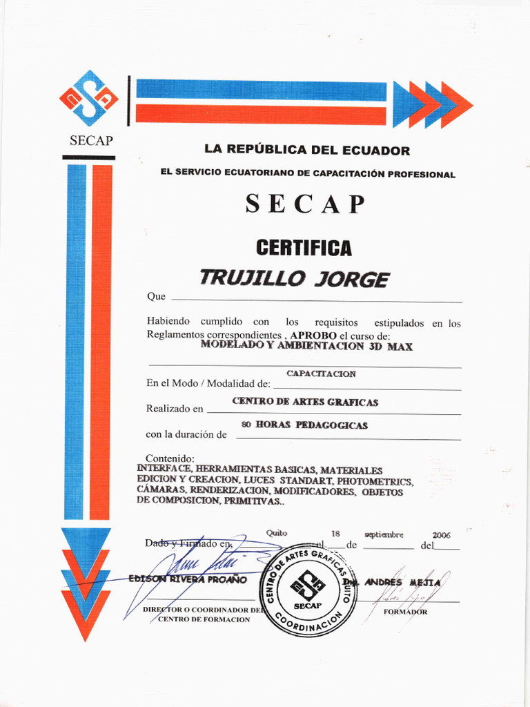 Certificado Secap | PDF