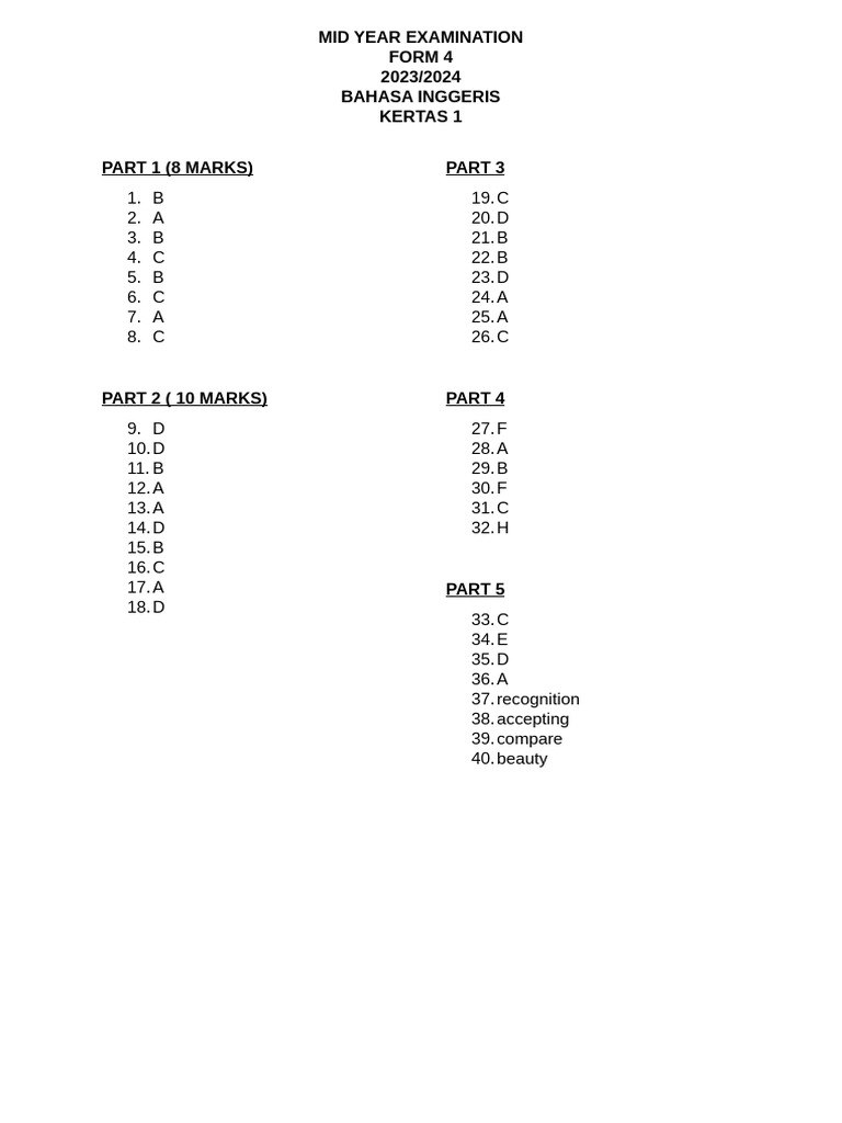 Mid Year Examination 23 Form 4 | PDF