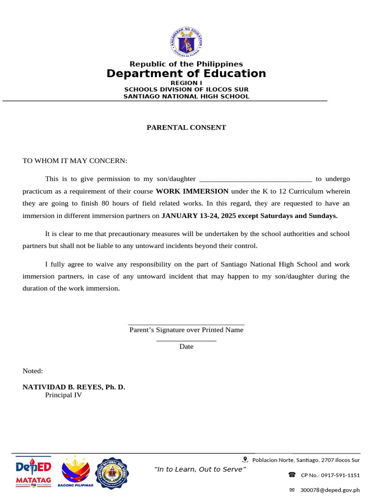 Parental Consent Immersion | PDF