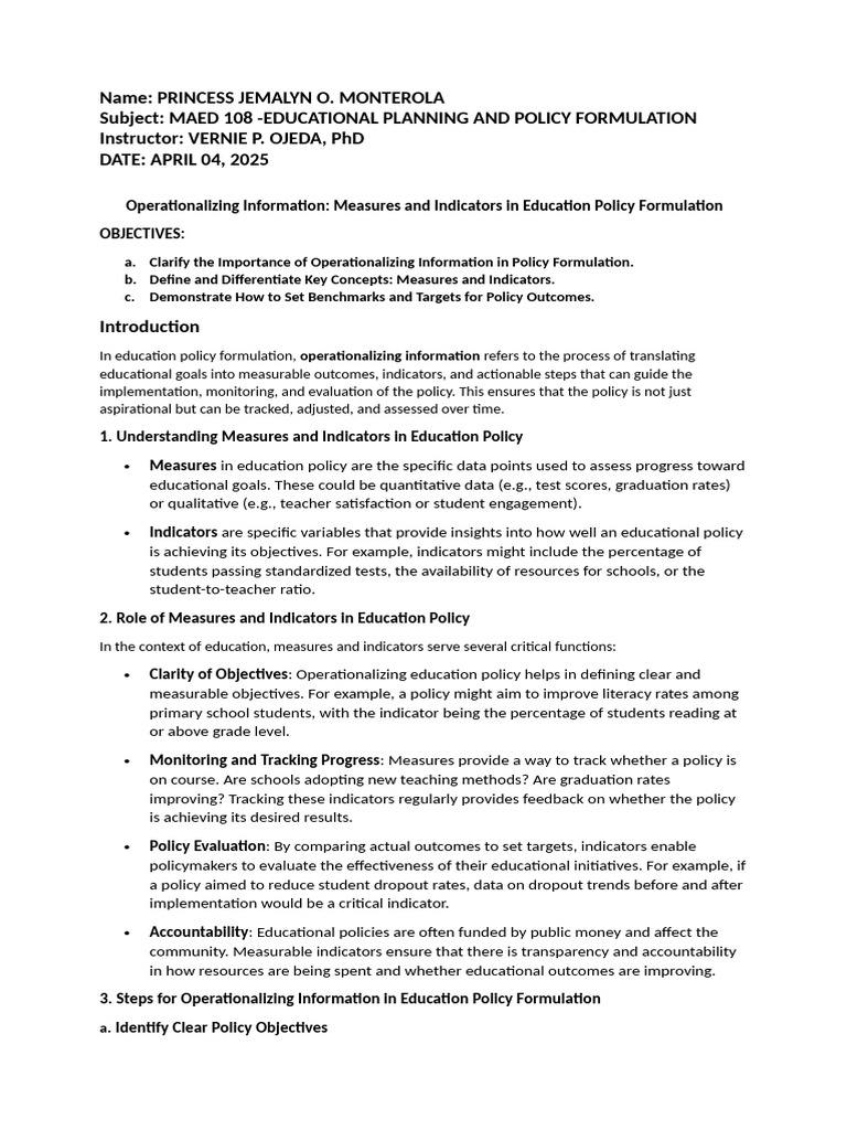 Operationalizing Information | PDF | Education Policy | Policy