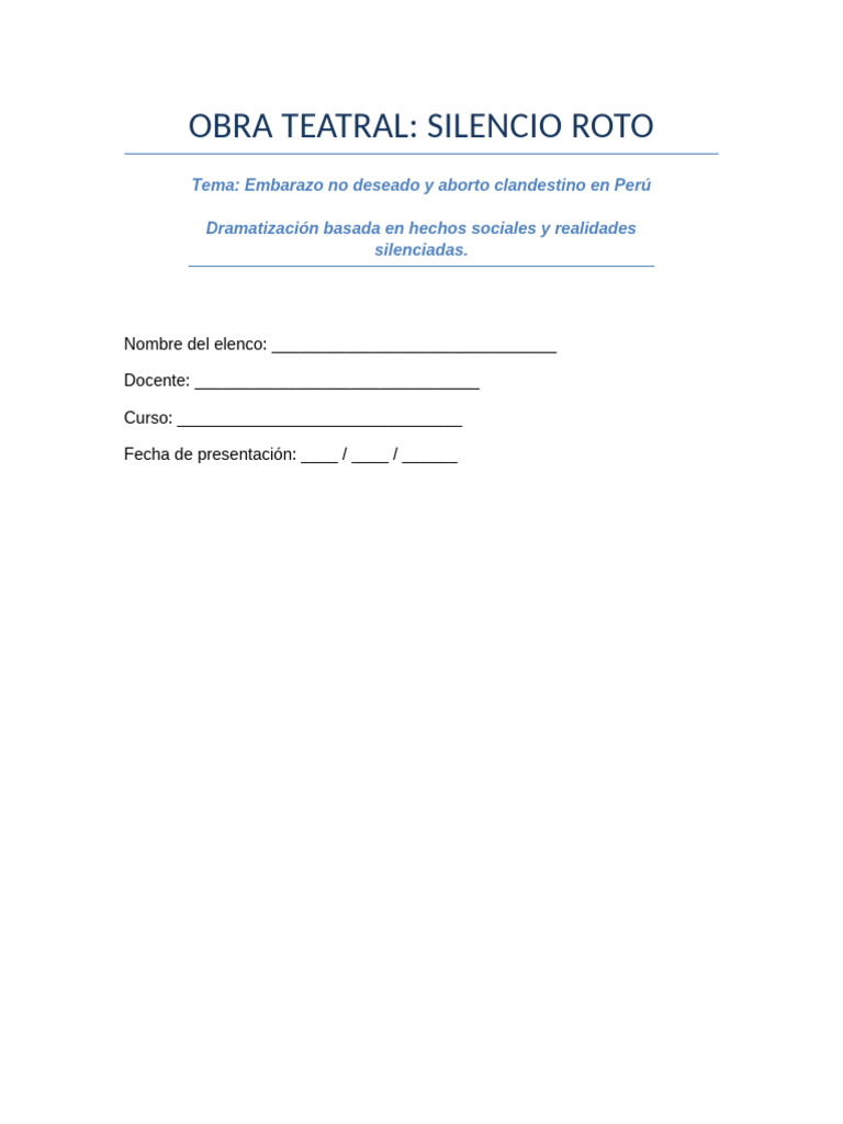 Silencio Roto Guion Completo | PDF