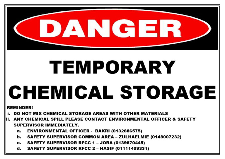 Danger Temporary Chemical Storage | PDF