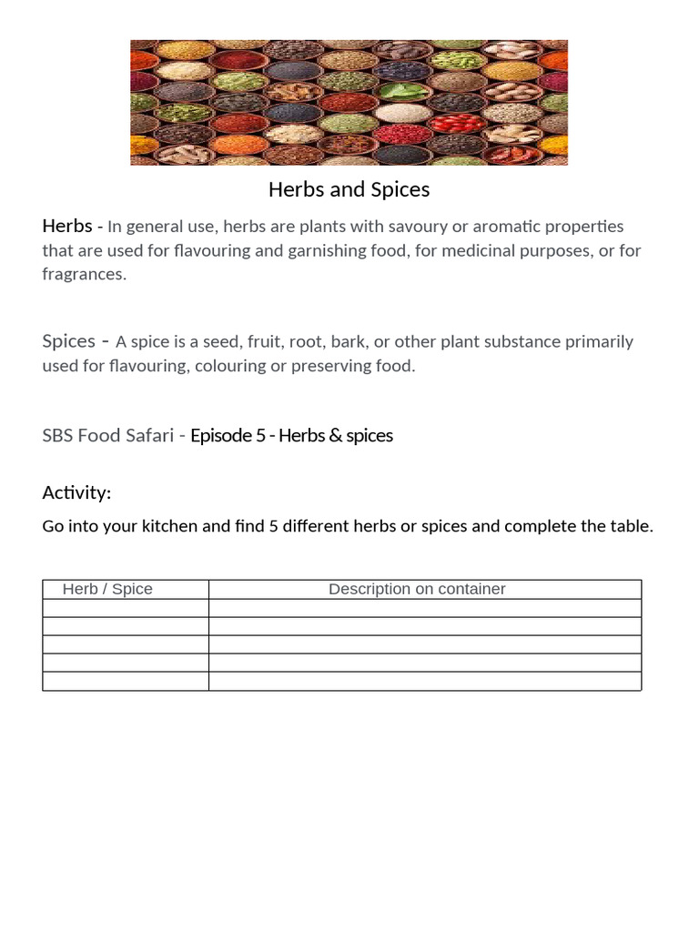 Herbs and Spices | PDF