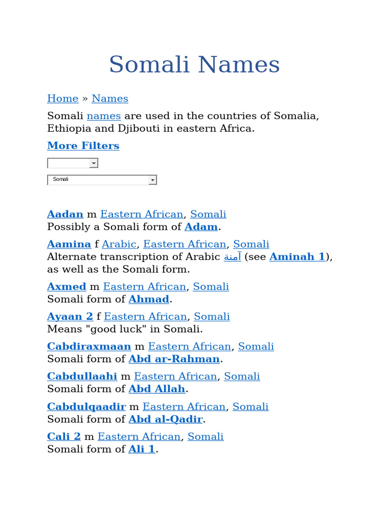 Somali Names | PDF