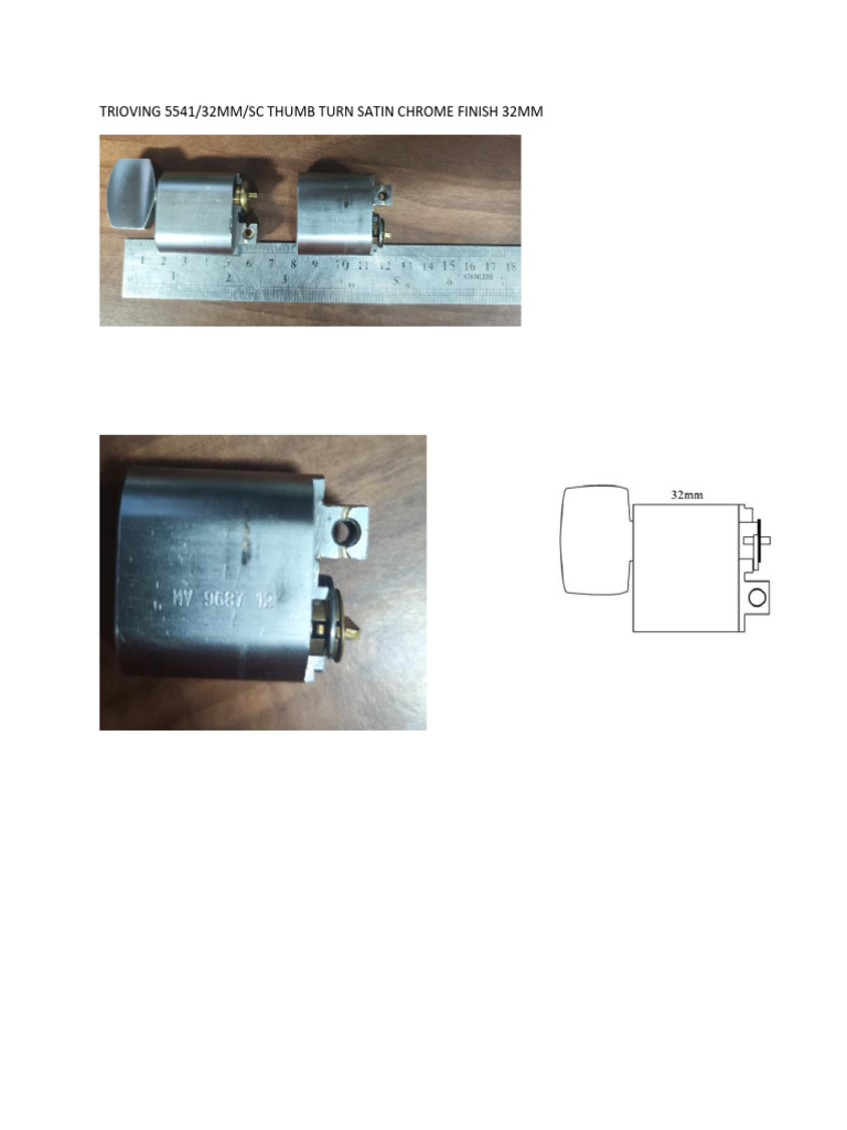 Trioving Lock and Thumb Turn Specs | PDF