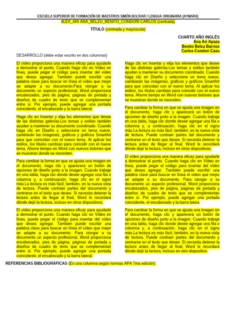 4lex - Ari Ana - Belzu Benito - Condori Carlos | PDF | Microsoft Word | Vídeo