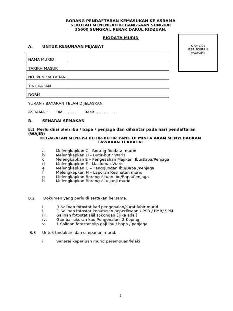 Borang Tawaran Kemasukan | PDF