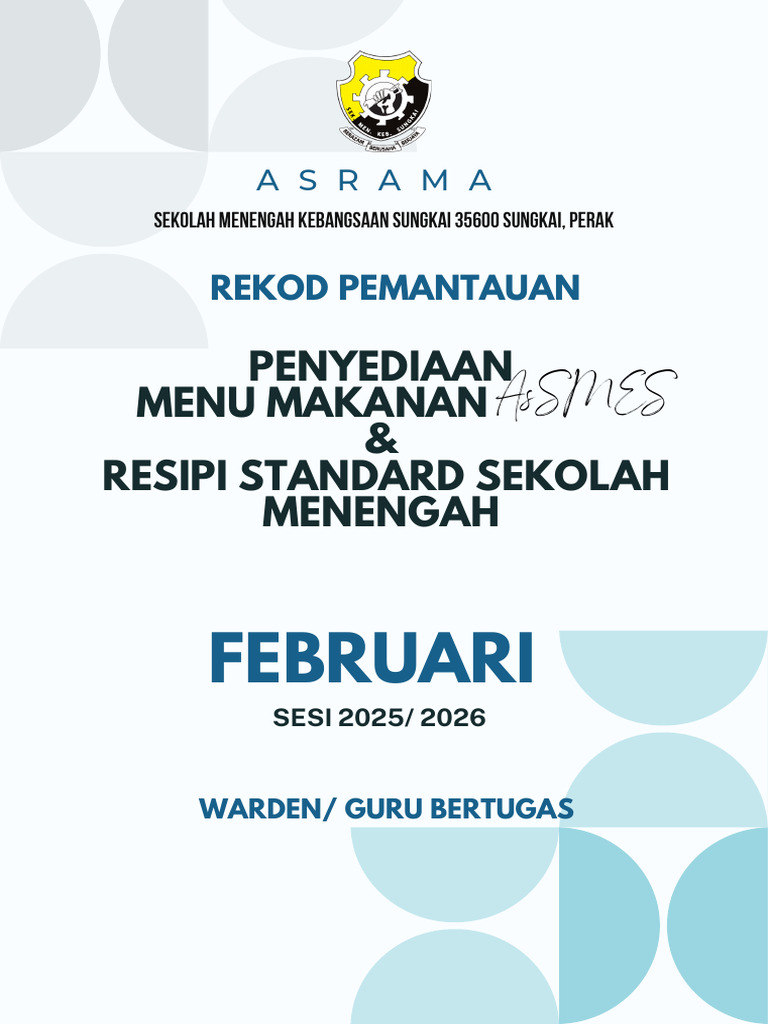 2024 - Muka Depan (Rekod Pemantauan Menu Makan Asrama) | PDF