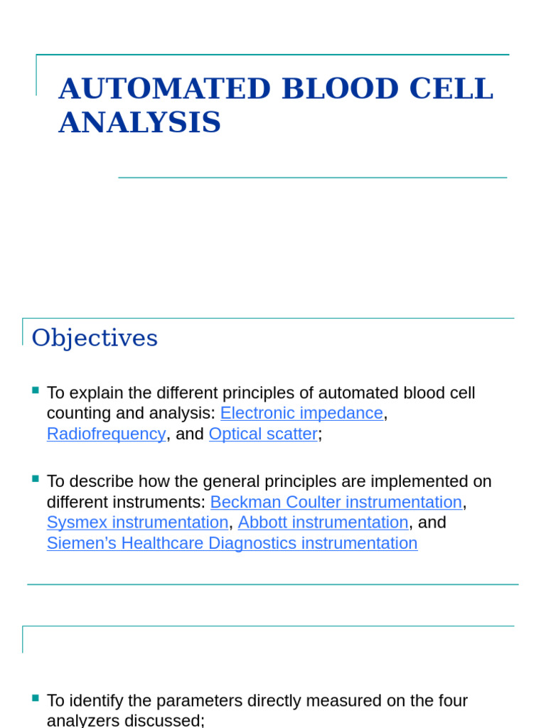 Automation in Hematology | PDF | Light | Laser