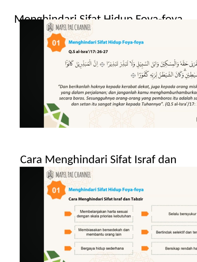 Menghindari Sifat Hidup Foya Foya | PDF