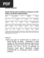 Balitang Isports Sample | PDF