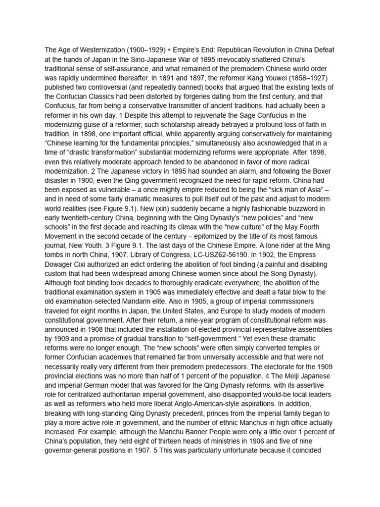9 The Age of Westernization (1900-1929) Empire's End - Republican ...