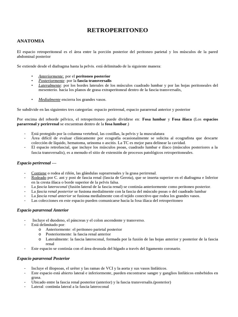 Anatomía y evaluación del retroperitoneo | PDF | Pelvis | Abdomen