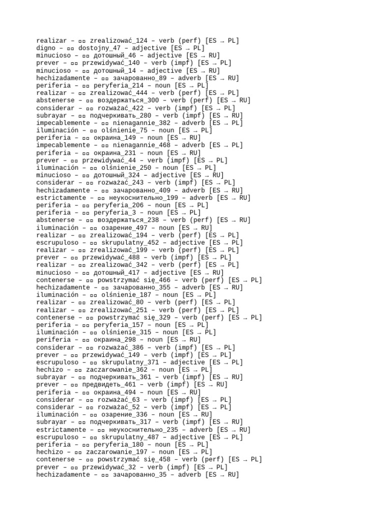 Vocab Russian Polish 1000 Translated With Lang | PDF