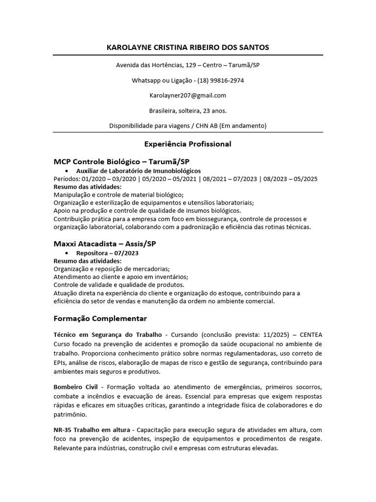 CURRÍCULO KAROL | PDF