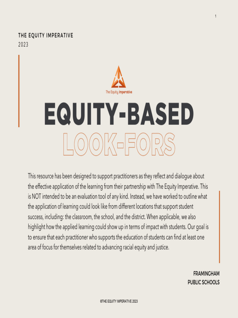 Equity-Based Look-Fors for Education | PDF | Thought | Decision Making