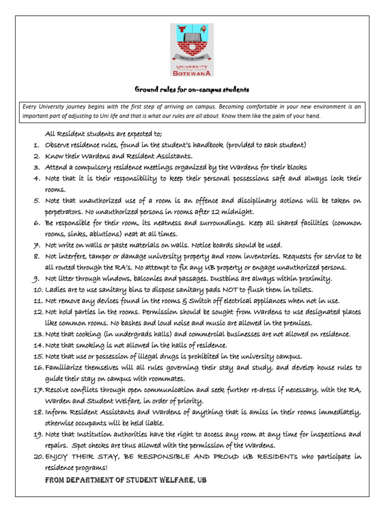 On-Campus Student Ground Rules | PDF
