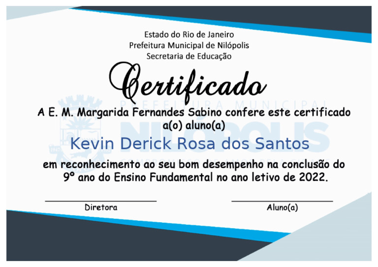Modelo Certificado 9º Ano | PDF