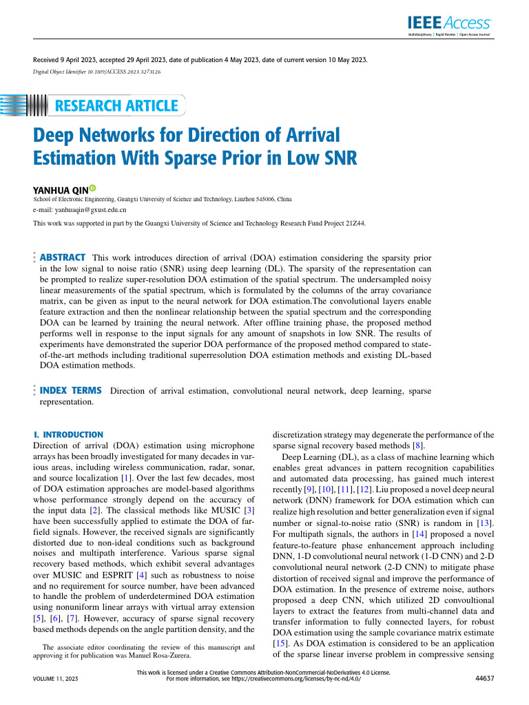 Deep Networks For Direction of Arrival Estimation With Sparse Prior in ...