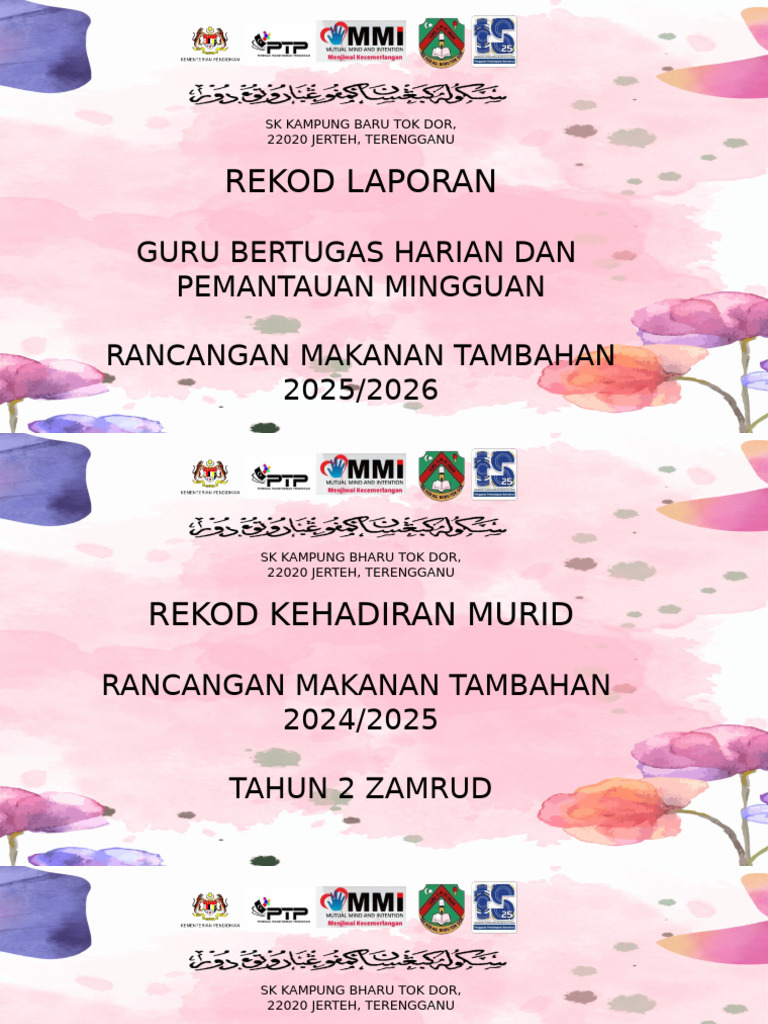 Cover Rekod Guru Bertugas RMT | PDF