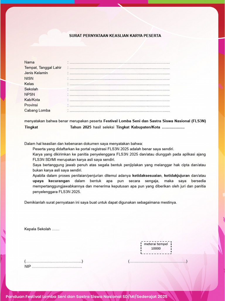 Panduan Teknis Pelaksanaan FLS3N SD 2025 | PDF