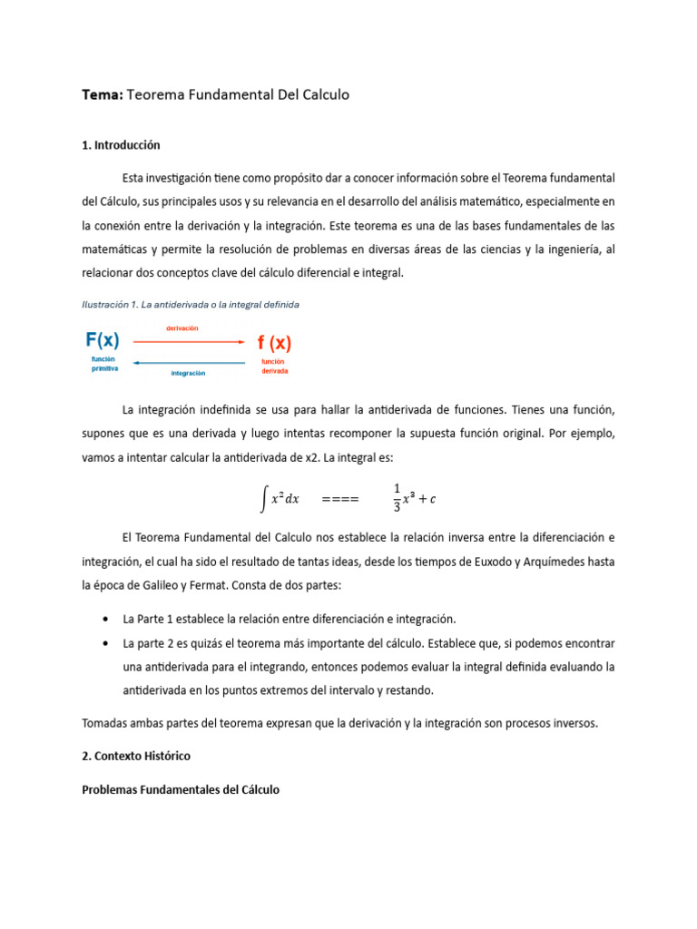 Teorema Fundamental Del Calculo | PDF | Integral | Cálculo