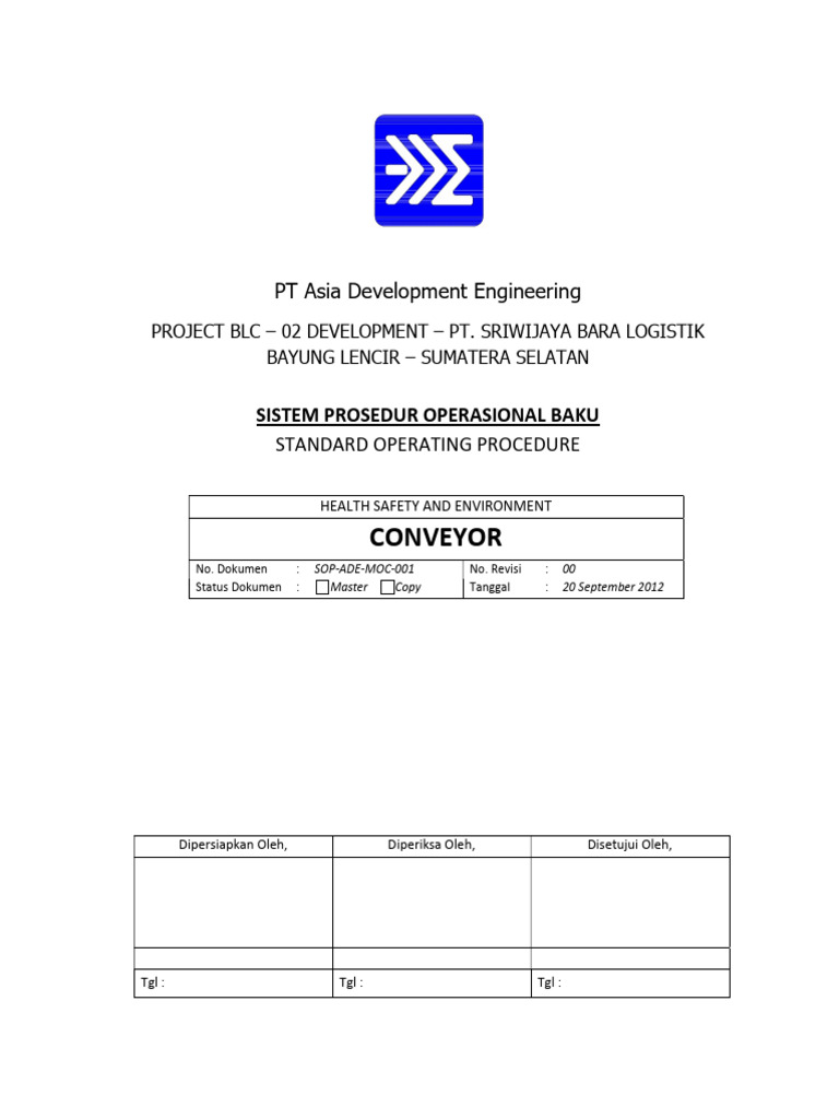 SOP Pengoperasian Conveyor Manual | PDF
