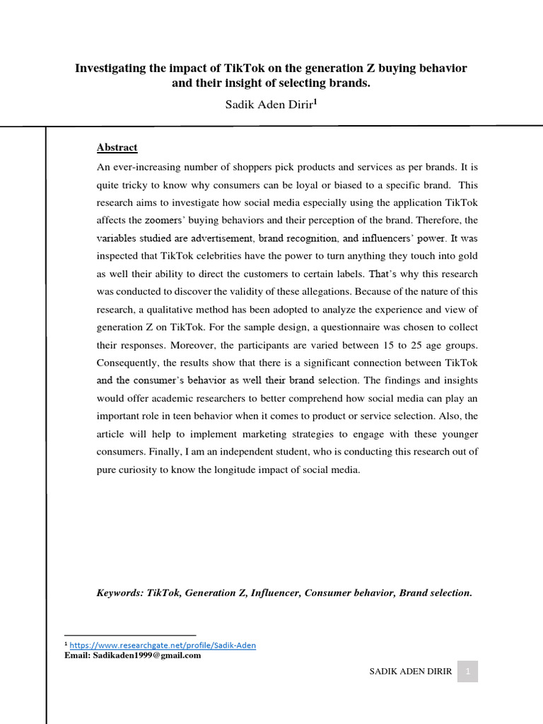 Investigating The Impact of TikTok On Ge | PDF | Brand | Behavior