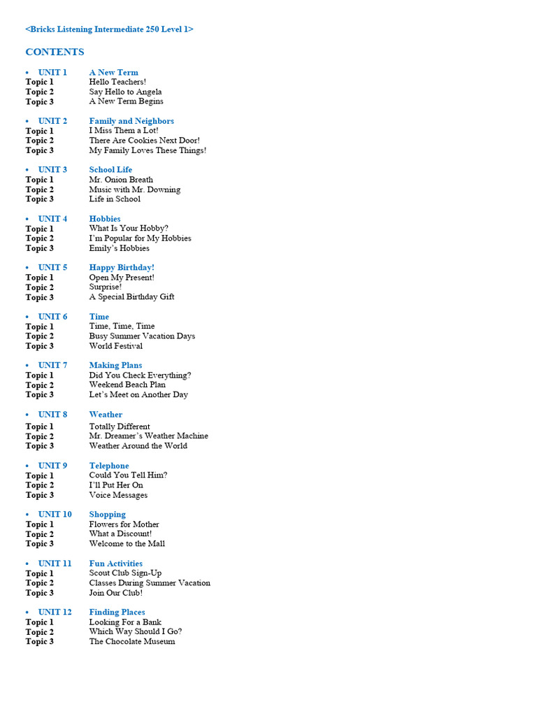 Bricks Listening Intermediate 250 - L1 - Script | PDF
