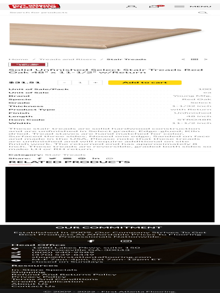 Solid Unfinished Select Stair Treads Red Oak 48 X 11-12 WReturn - First ...