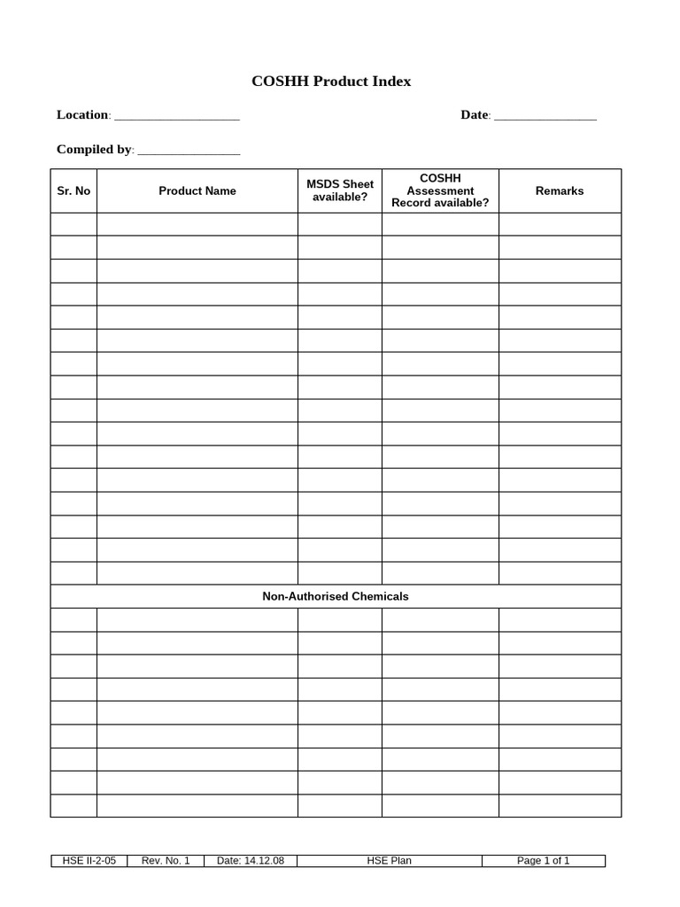 Hse II-2-05 Coshh Product Index - en | PDF