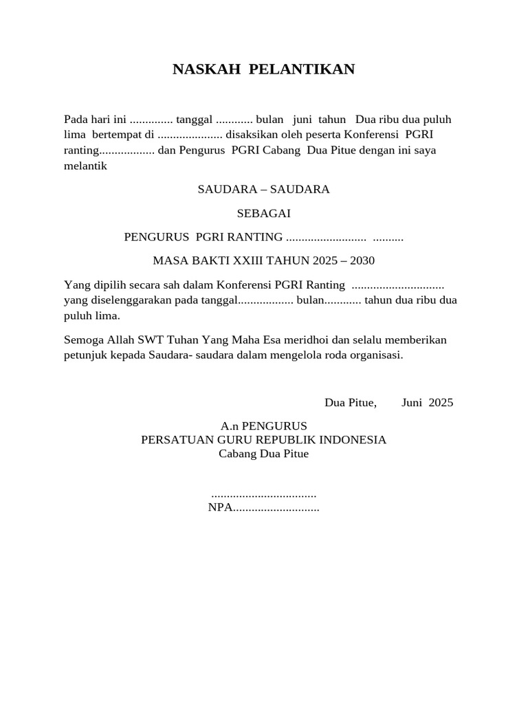 6.naskah Pelantikan | PDF