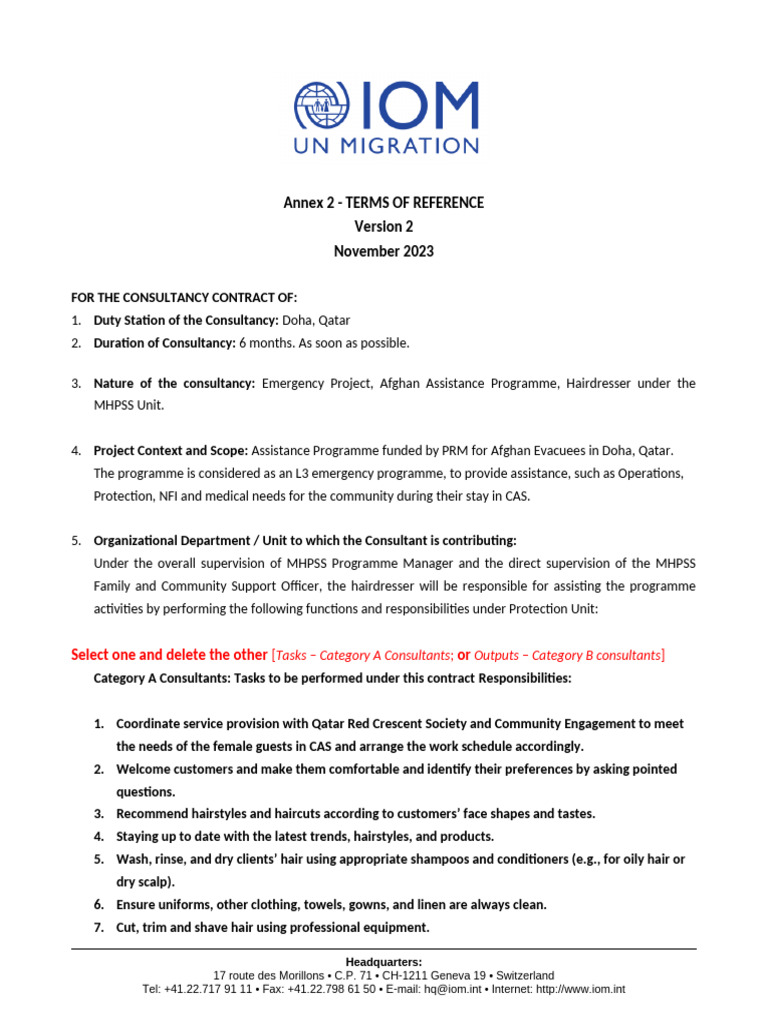 Female Hairdresser Consultant TOR | PDF | Hairstyle | Hairdresser