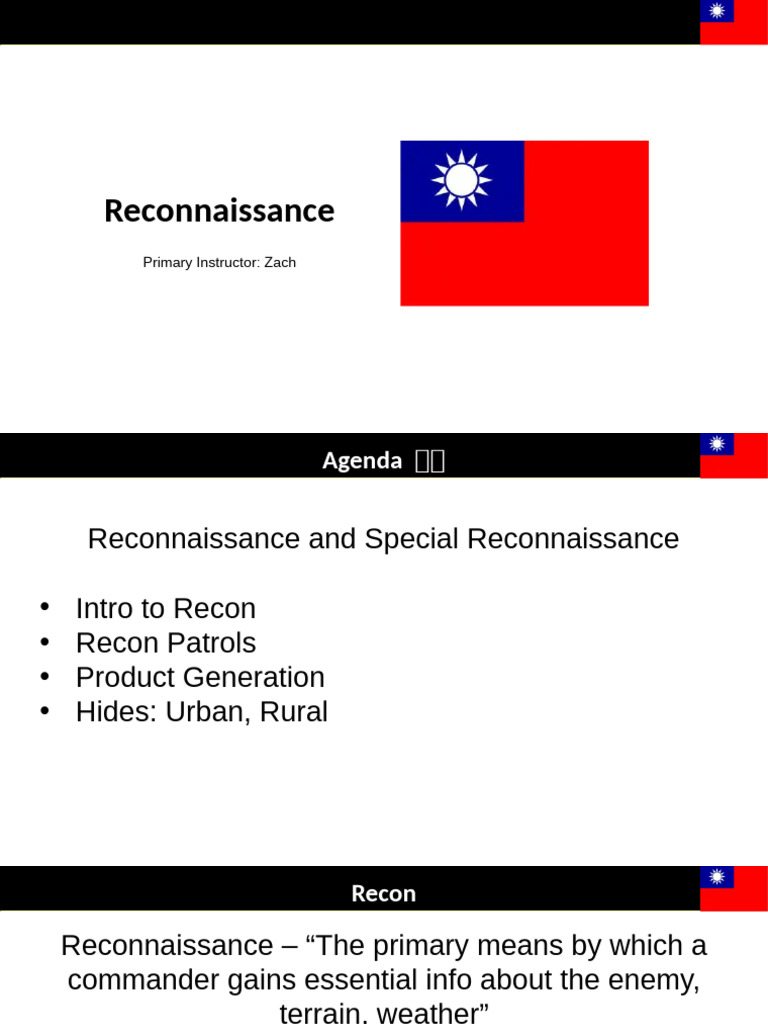 Reconnaissance: Primary Instructor: Zach | PDF | Reconnaissance | Military Technology