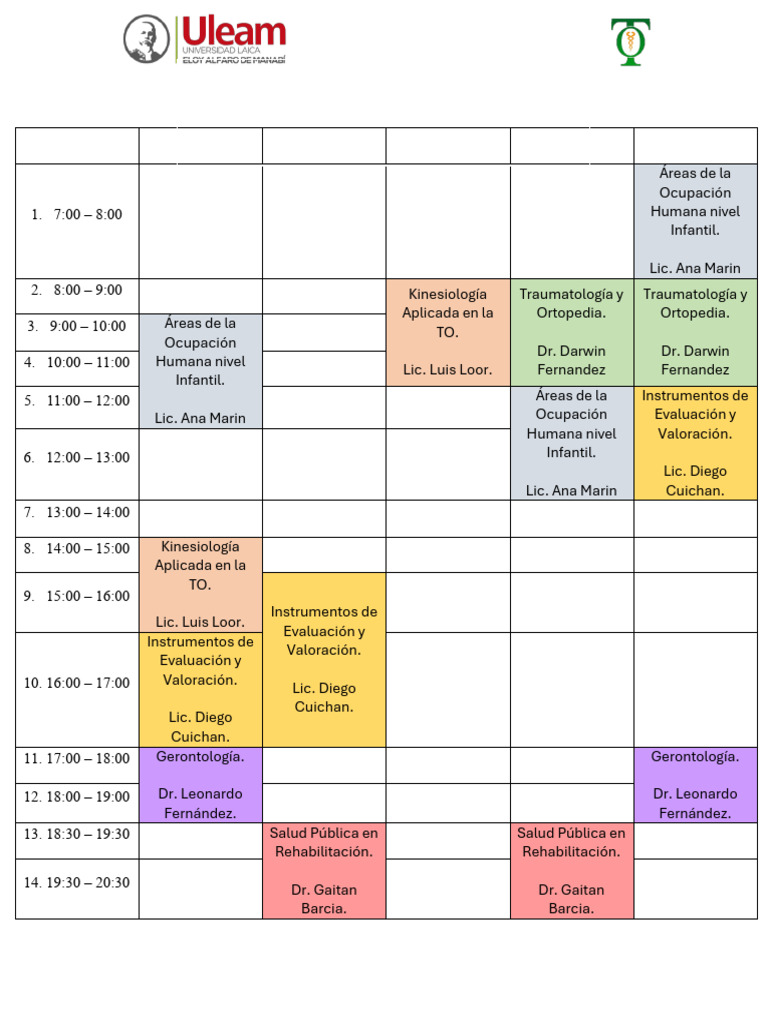 Horario y Aula To 3er Semestre | PDF