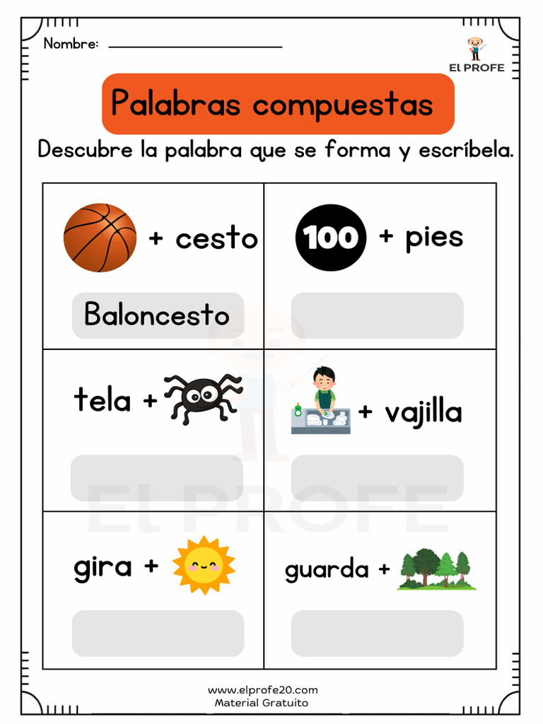 Ejercicios de Palabras Compuestas | PDF