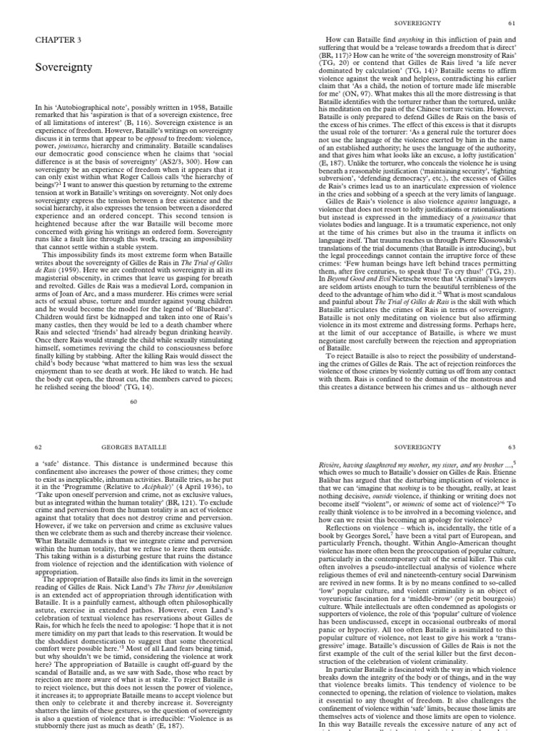 Bejamin Noys - Georges Bataille - Sovereignty | PDF | Georg Wilhelm Friedrich Hegel | Sovereignty