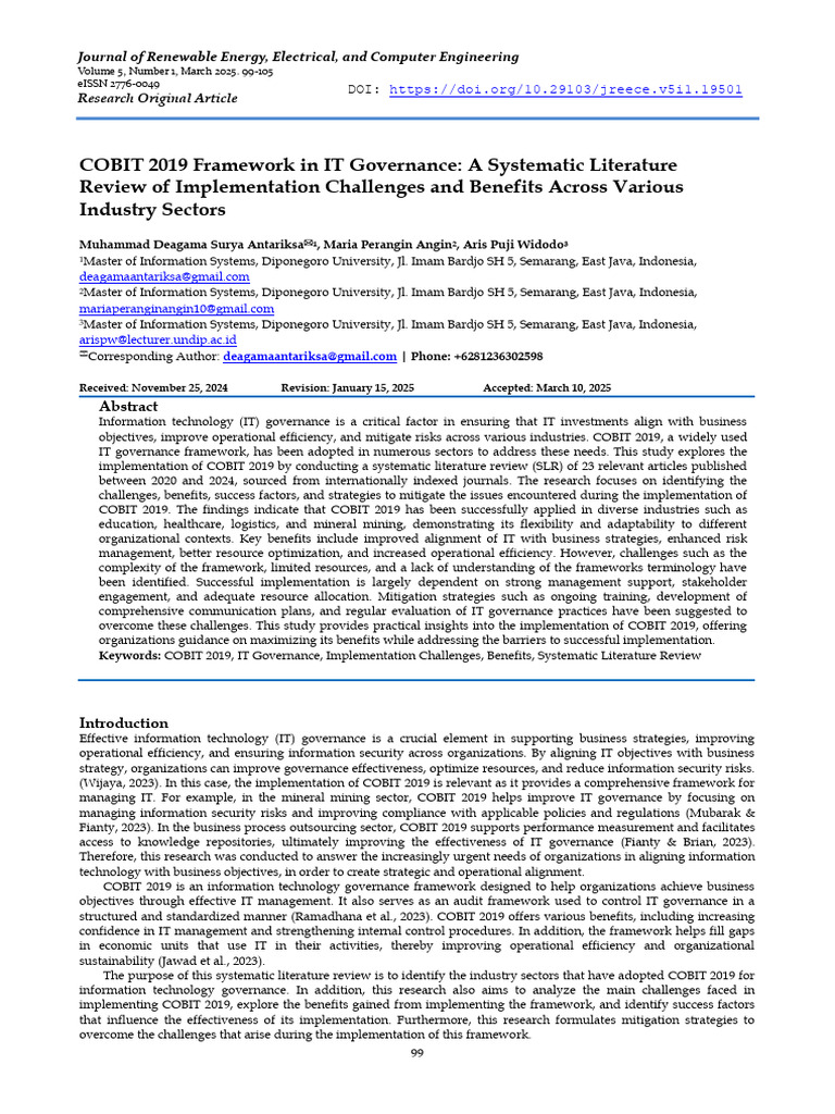 COBIT 2019 Framework in IT Governance A Systematic | PDF | Governance | Strategic Management