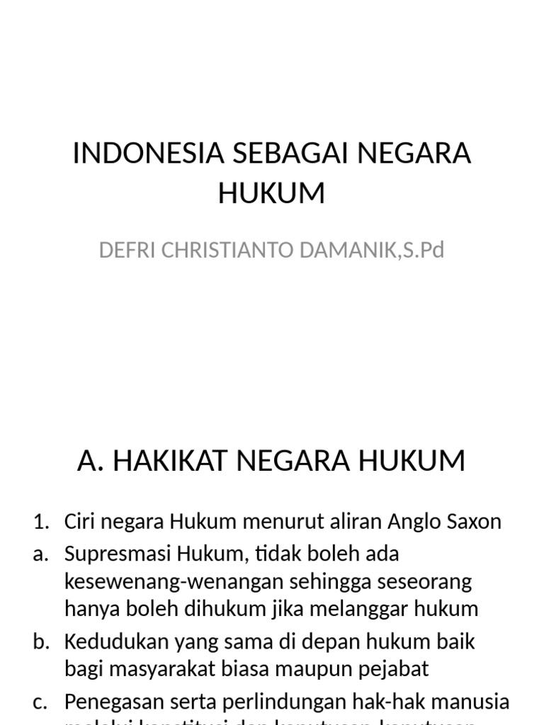 KELAS XII Indonesia Sebagai Negara Hukum | PDF