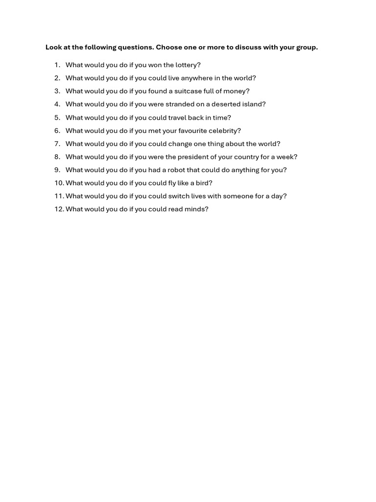 What Would You Do If Questions | PDF