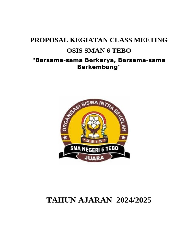 Proposal Kegiatan Class Meeting | PDF