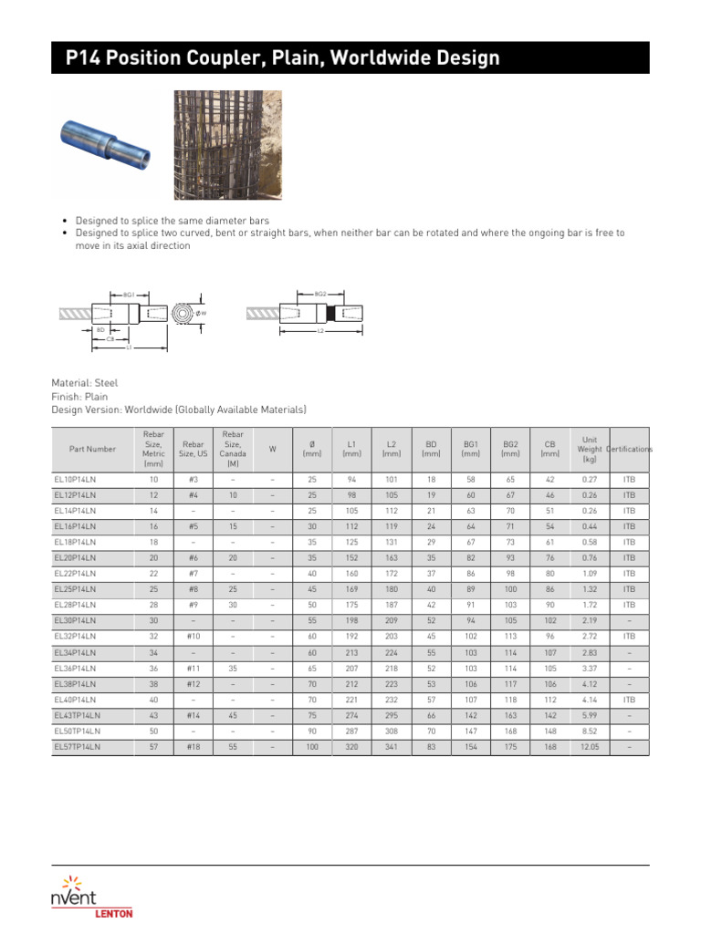 LENTON Position Coupler P14LN Data Sheet R1741 | PDF | Structural ...