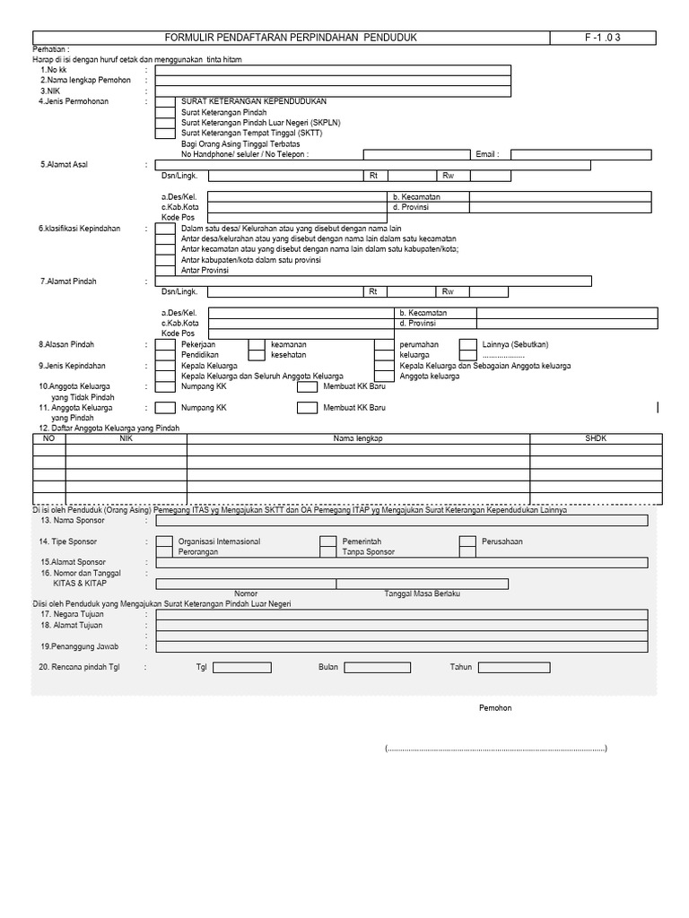 Formulir F-1.03 Kosong | PDF