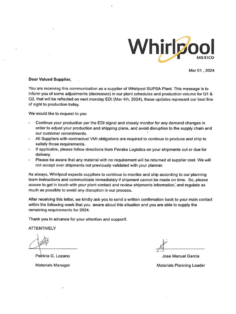 Supplier Announcement Supsa Mar - 2024 | PDF