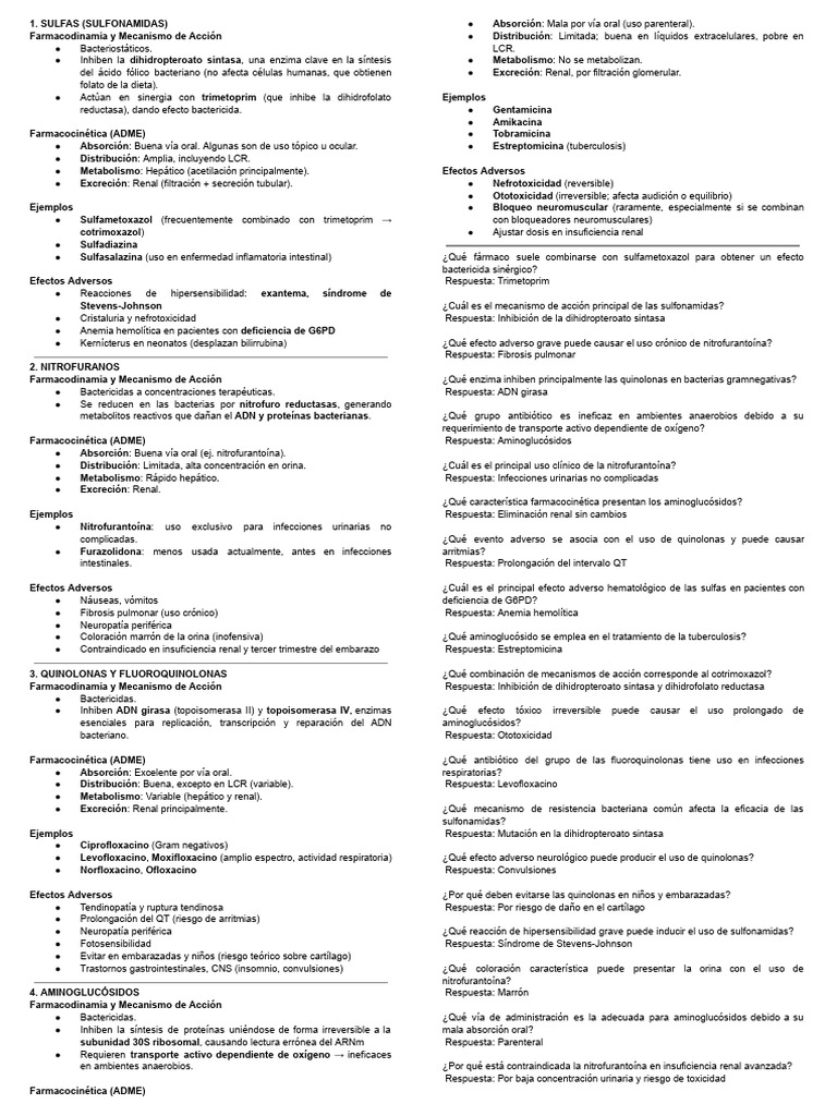 Mecanismo y Uso de Sulfas en Medicina | PDF | Tratamientos médicos ...